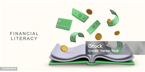 3d 현실적인 개념 흰색 배경에 금융 문맹 퇴치 벡터 일러스트 레이 션입니다 통화에 대한 스톡 벡터 아트 및 기타 이미지