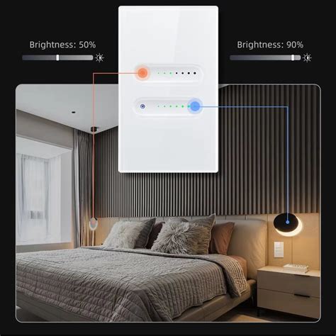 Sls Us Wifi Dimmer Smart Switch 2 Gang With Sliding Indicator Light Smart Dimmer Switch And
