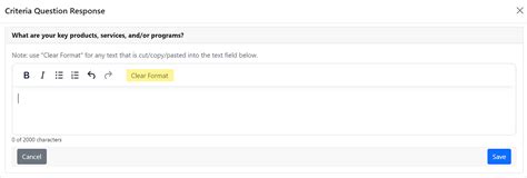 Clear Format Award Application Example