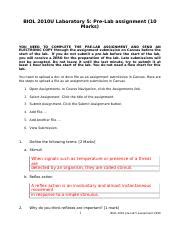 Lab Prelab Assignment Docx BIOL U Laboratory Pre Lab Assignment Marks YOU NEED TO