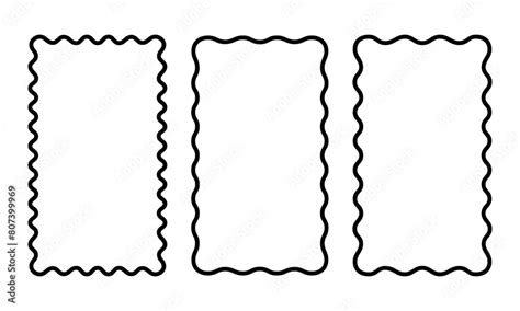 Set Of Vertical Rectangle Frames With Wavy Edges Rectangular Shapes