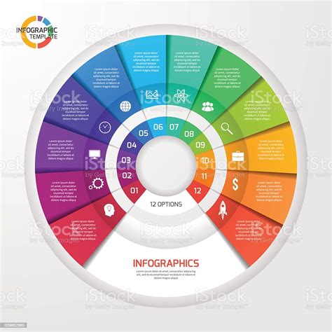 벡터 서클 인포그래픽 템플릿을 그래프 차트 및 다이어그램 개념에 대한 스톡 벡터 아트 및 기타 이미지 개념 개념과 주제