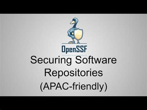 Free Video Securing Software Repositories Emea Friendly From Openssf Class Central