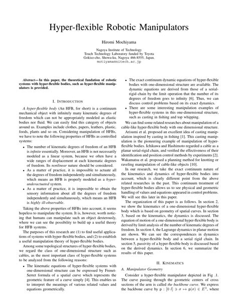 Pdf Hyper Flexible Robotic Manipulators