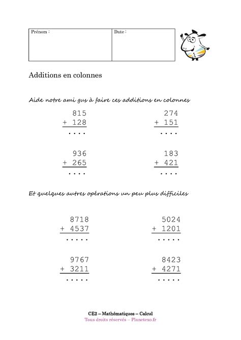 Exercice Ce2 Maths