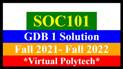 Soc101 Gdb Solution 1 Fall 2021