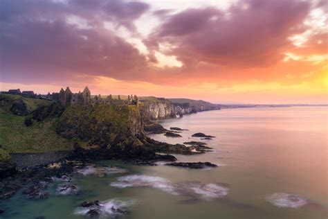 Dunluce Castle Northern Ireland At Sunset R Skyporn