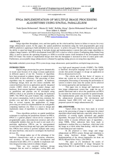 Pdf Fpga Implementation Of Multiple Image Processing Algorithms Using