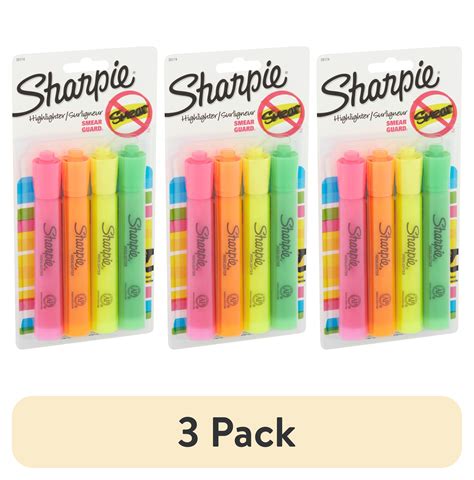 3 Pack Sharpie Tank Style Highlighters Chisel Tip Assorted 4 Count