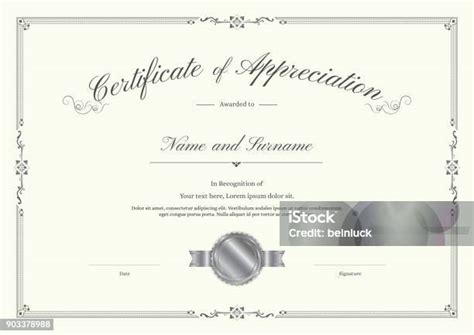 우아한 테두리 프레임 졸업 또는 수료 디플로마 디자인 럭셔리 인증서 템플릿 증명서에 대한 스톡 벡터 아트 및 기타 이미지
