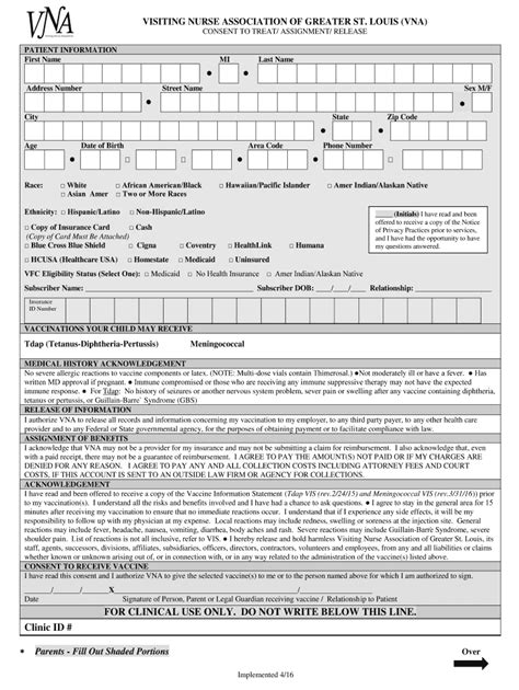 Fillable Online Forms Multiple Vaccine Consent Tdap Men 4 16pdf