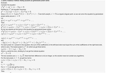 solved 1 point frobenius method finding solutions as