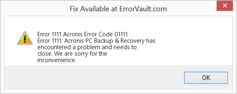 How To Fix Error 1111 Acronis Error Code 01111 Error 1111 Acronis