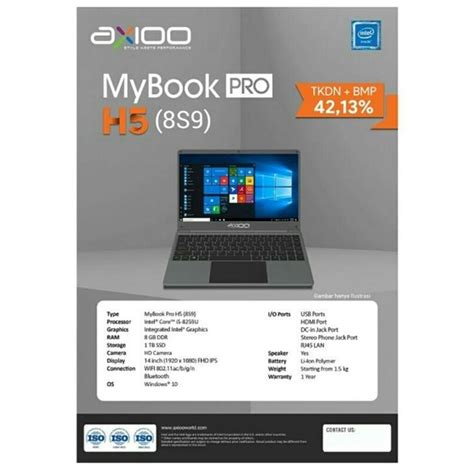 Jual AXIOO MyBook Pro H5 8S9 8GB SSD 1TB Notebook Laptop Axioo Netbook Leptop Axio Shopee