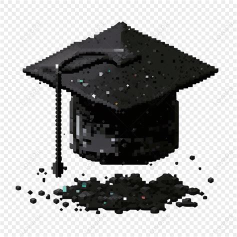 Pixel Graduation Cappixel Itemscartoon Illustrationblack Png Free