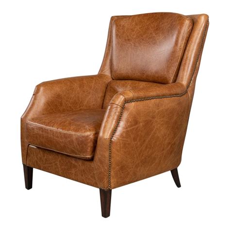 Traditional Brown Leather Armchair Chairish