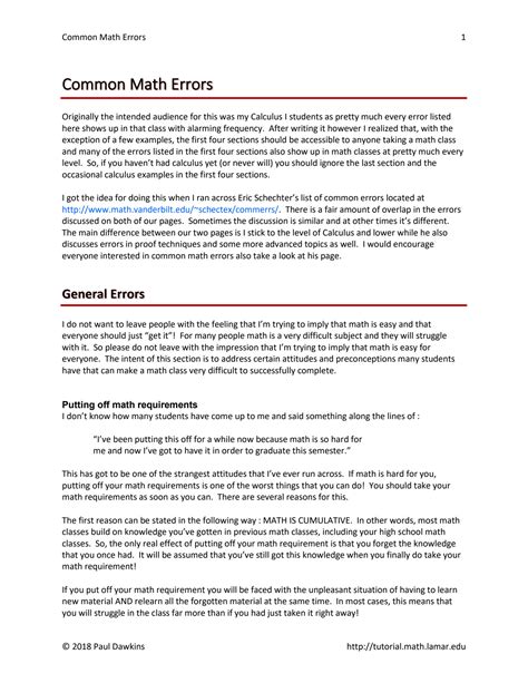 Solution Common Math Errors Studypool