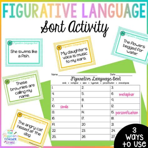 Figurative Language Sort Activity Interactive Notebook TPT