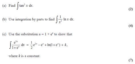 Exam Questions Integration By Substitution Examsolutions