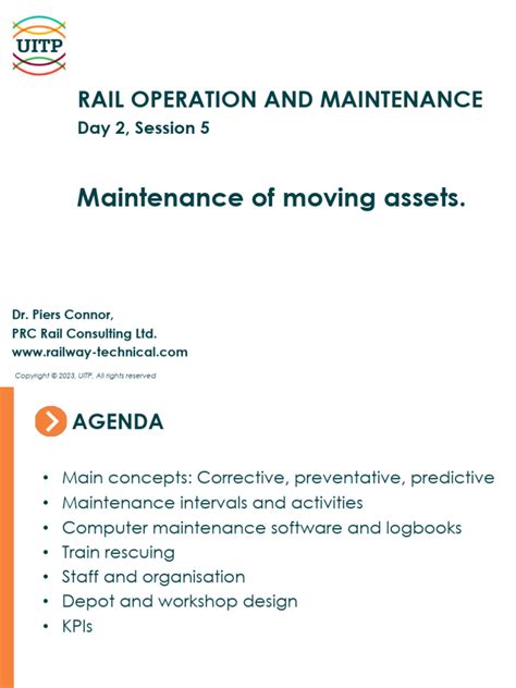Session 5 Maintenance Of Moving Assets Pdf Reliability Engineering