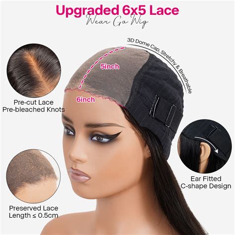 Pre Bleached Knots Pre Cut 6x5 Hd Lace Bouncy Water Wave Wear Go Wig