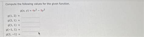 Solved Compute The Following Values For The Given