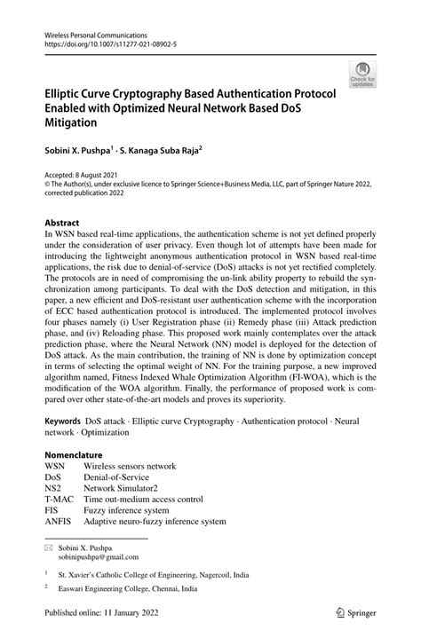 Pdf Correction To Elliptic Curve Cryptography Based Authentication Protocol Enabled With
