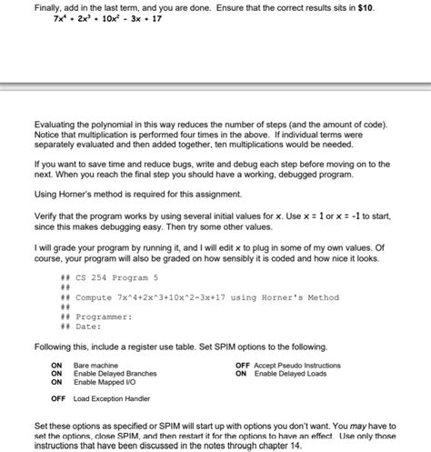 Cs 254 Programming Assignment 5 Horners Method