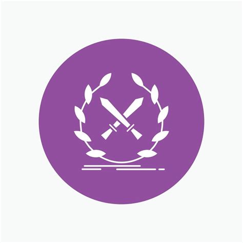Battle Emblem Game Label Swords White Glyph Icon In Circle Vector Button Illustration