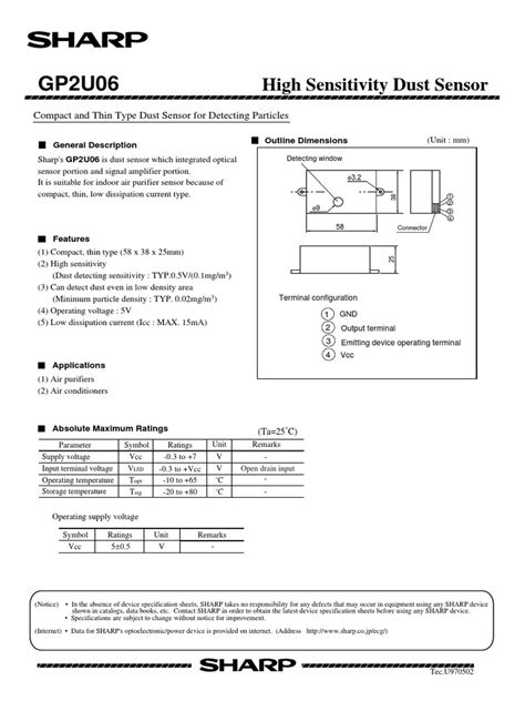 sharp dust sensor pdf amplifier sensor