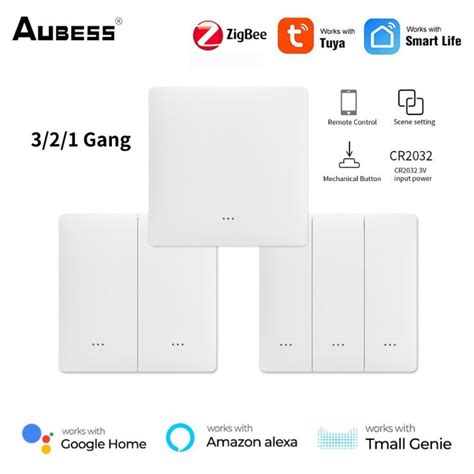 Aubess Tuya Zigbee Smart Switch Wiring Free Pasting Smart Home Remote Control Scene Smart Switch