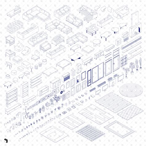 Axonometric Cad Living Room Setups Toffu Co
