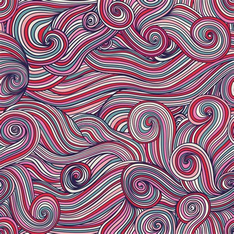Seamless Wave Hand Drawn Pattern Waves Background Seamlessly T Stock Illustration