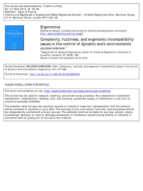 Complexity Fuzziness And Ergonomic Incompatibility Issues In The