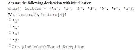 Solved Assume The Following Declaration With Initialization