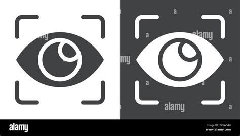 Eye Scan Icon Flat Set In Black And White Color Outline Vector Stock