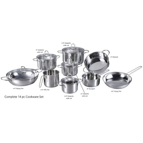14 Piece Stainless Steel Cookware Set Stainless Steel Pots And Pans