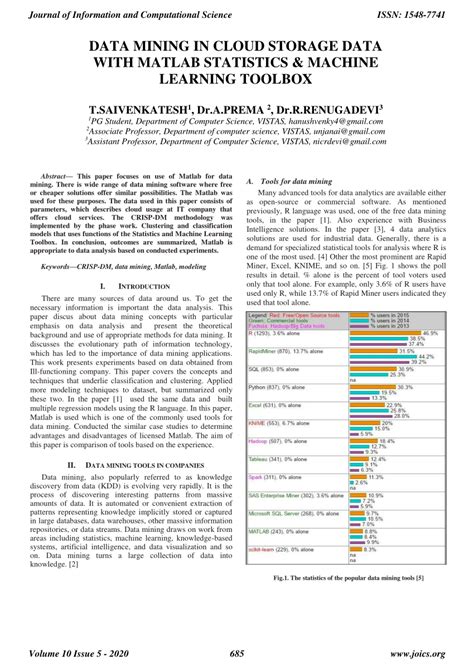 PDF DATA MINING IN CLOUD STORAGE DATA WITH MATLAB STATISTICS