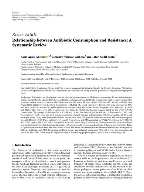 Pdf Relationship Between Antibiotic Consumption And Resistance A Systematic Review