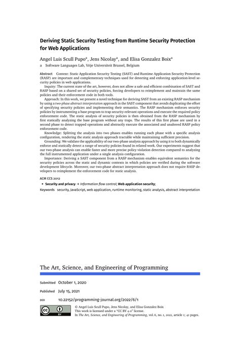 Pdf Deriving Static Security Testing From Runtime Security Protection For Web Applications