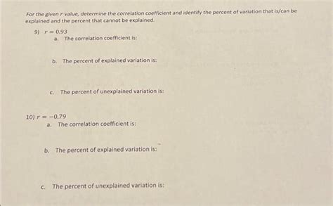 Solved For The Given R Value Determine The Correlation Chegg Com