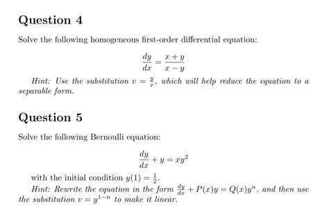 Solved By An Expert Question 4solve The Following Homogeneous First Order