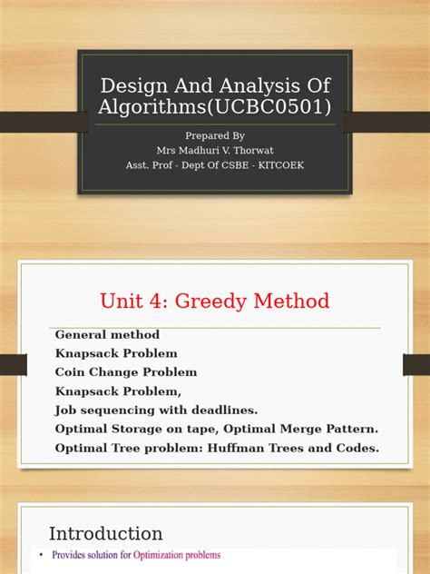 unite 4 greedy method cse pdf code algorithms