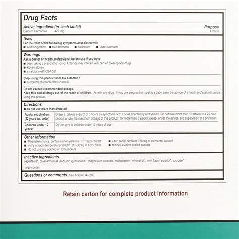 Medi First Chewable Mint Antacid Tablets 500box