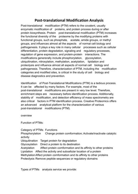 PPT Post Translational Modifications PowerPoint Presentation Free