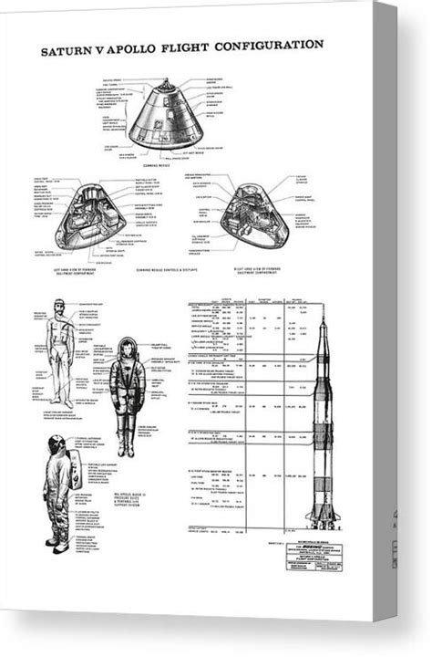 Apollo Saturn V Command Module Blueprint In High Resolution White Canvas Print Canvas Art By
