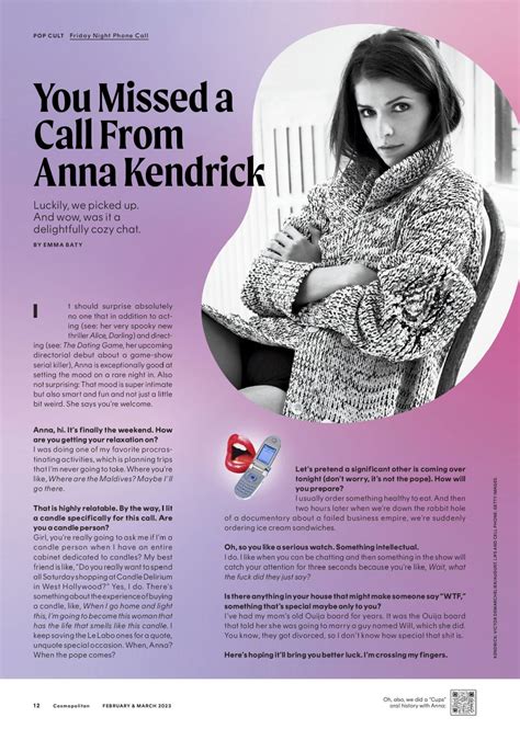 Anna Kendrick In Cosmopolitan Magazine The Money Issue February March