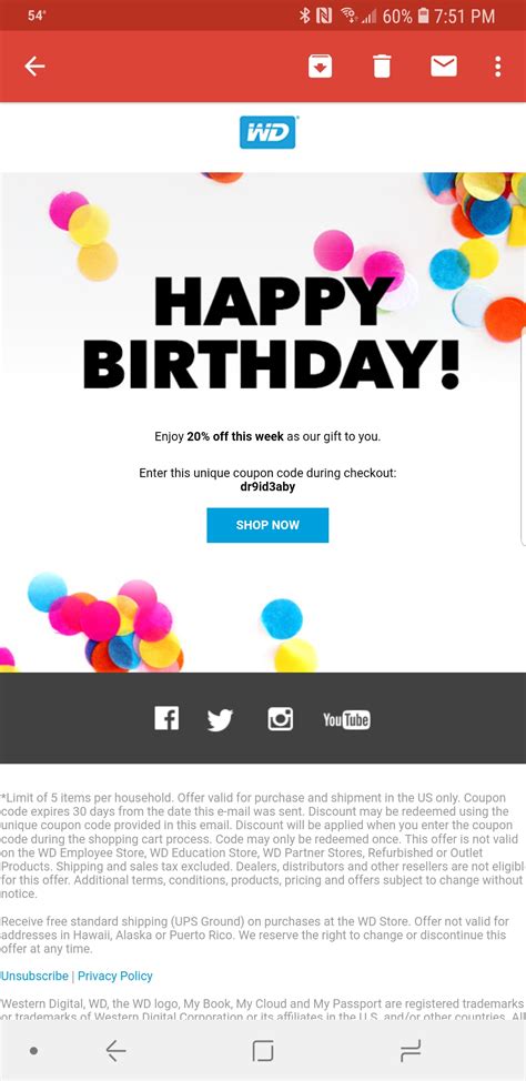 Off Birthday Code Single Use R DataHoarder
