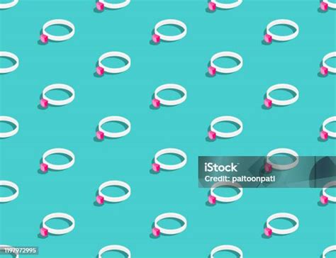 핑크 다이아몬드 3d 아이소메트릭 원활한 패턴 결혼 컨셉 포스터 및 소셜 배너 포스트 디자인 일러스트레이션이 있는 웨딩 링 복사