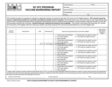 Fill Your Dhec 1167 Template Online ⋆ All South Carolina Forms